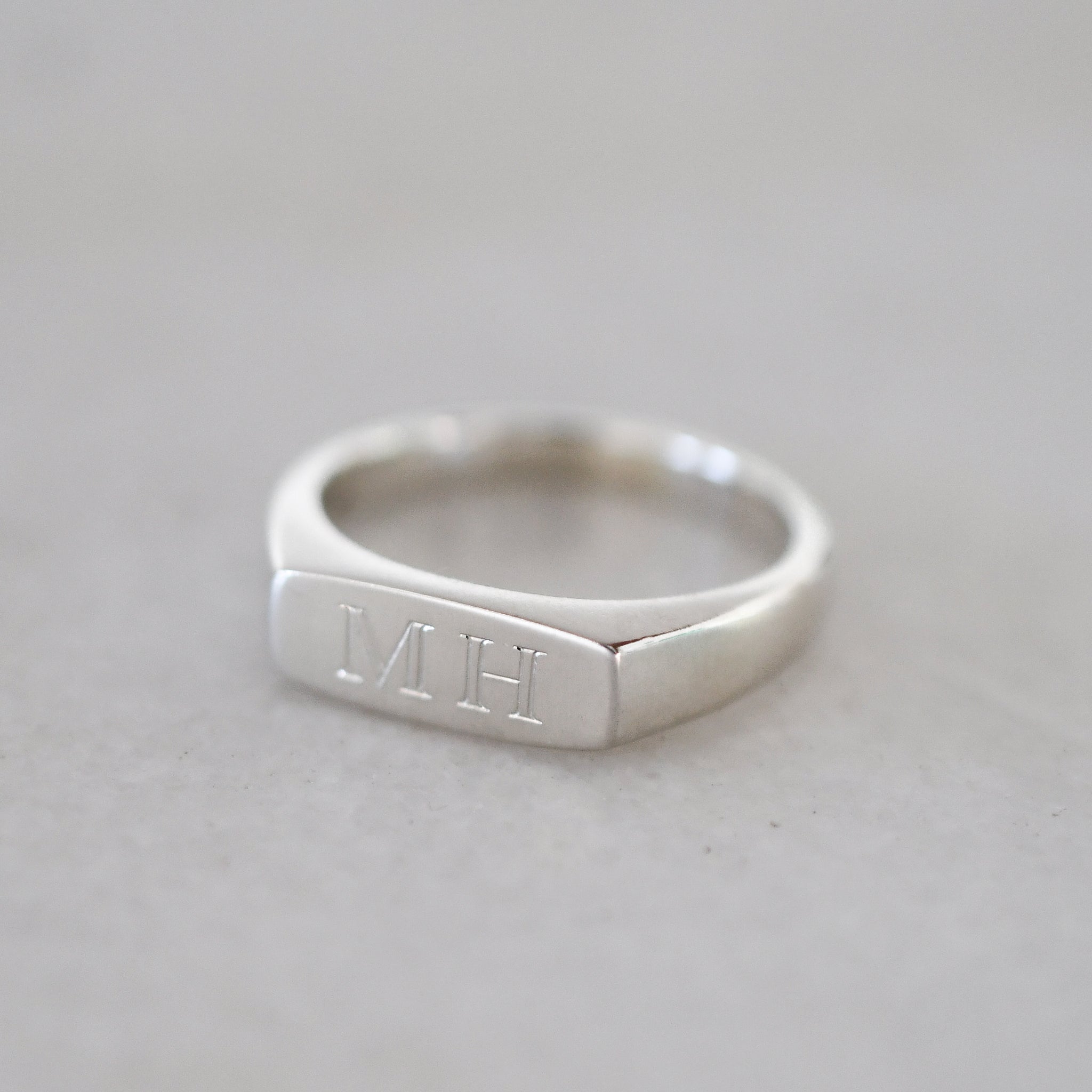 Engraved Bold Rectangular Silver Signet Ring – AuTerra